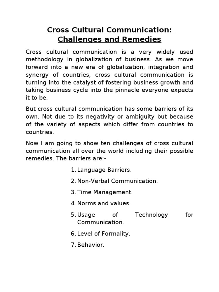 Cultural Communication Barriers