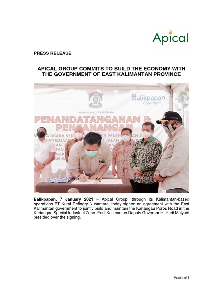 Apical Group Commits To Build The Economy With The Government of East ...