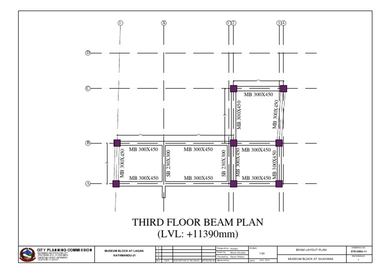 Third Floor Beam Plan (LVL: +11390mm) : City Planning Commission | PDF