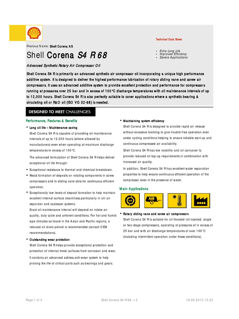 Shell Corena S4 R 68: Performance, Features & Benefits | PDF ...