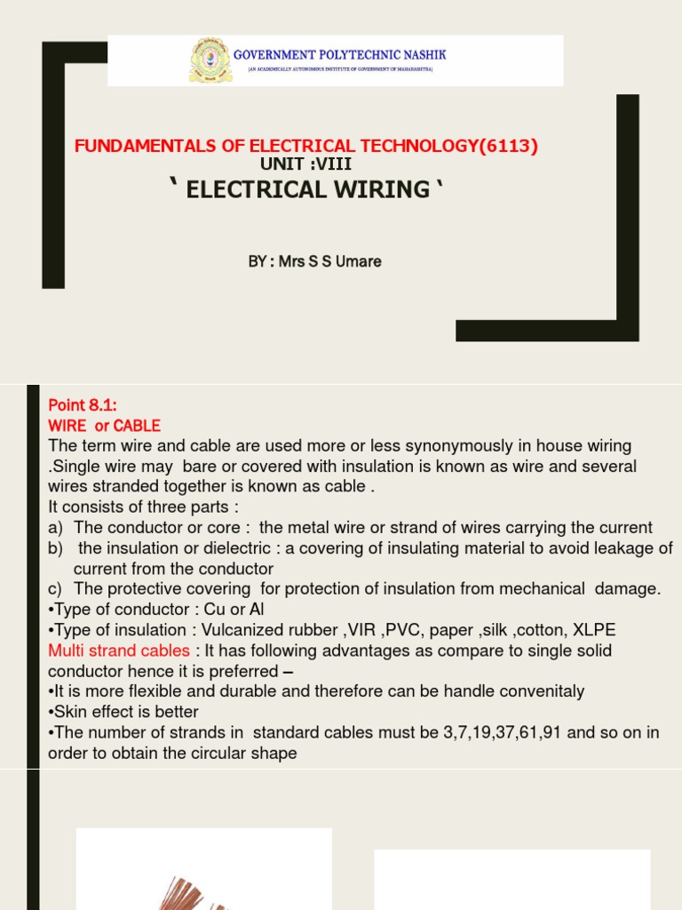 Electrical Wiring : Fundamentals of Electrical Technology (6113) | PDF ...
