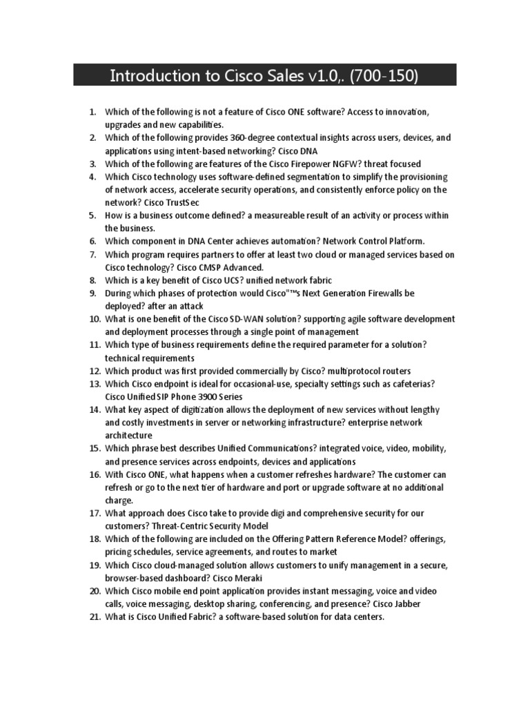 Introduction To Cisco Sales v1 | PDF | Cisco Systems | Cloud Computing