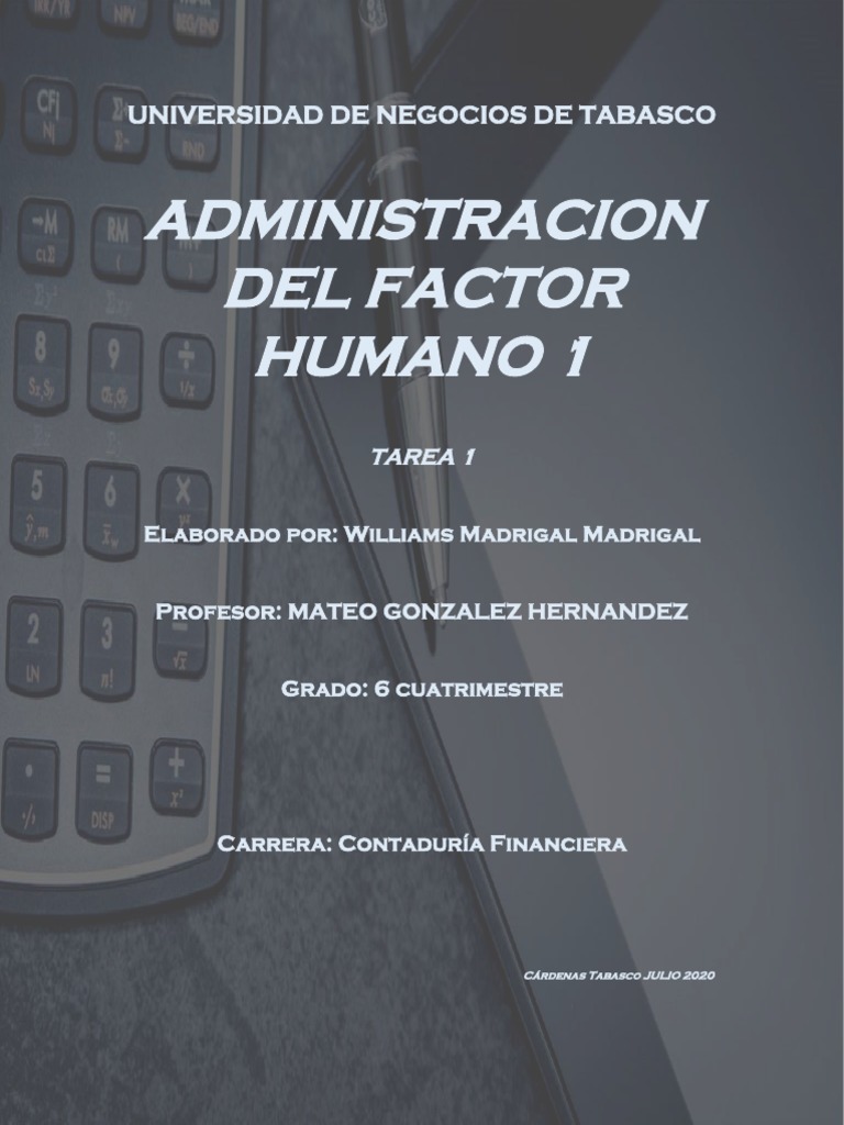 Administracion Del Factor Humano 1 Tarea 1 | PDF | Gestión de recursos humanos | Psicología ...