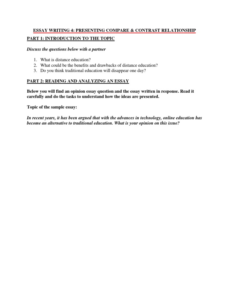 Compare and Contrast Essay | PDF | Educational Technology | Essays