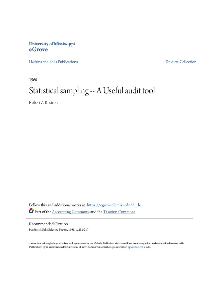 Statistical Sampling - A Useful Audit Tool | PDF | Internal Control | Audit