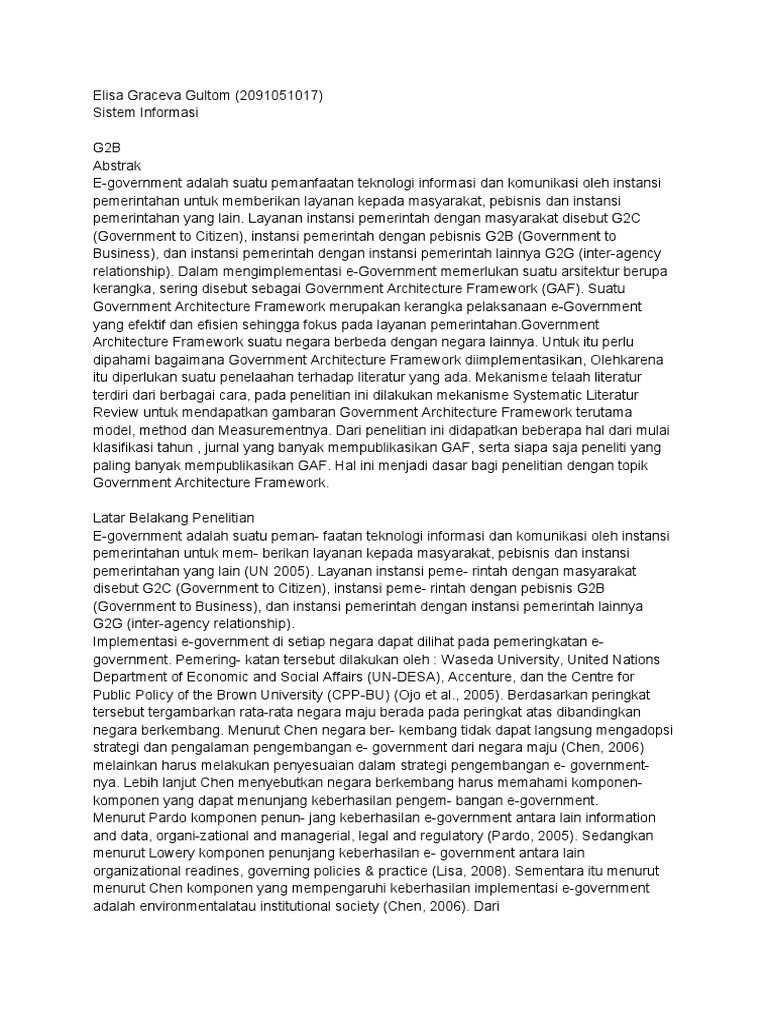 Implementasi G2B dan G2C dalam E-Government | PDF