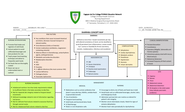 Diarrhea Concept Map | PDF | Diarrhea | Medical Specialties