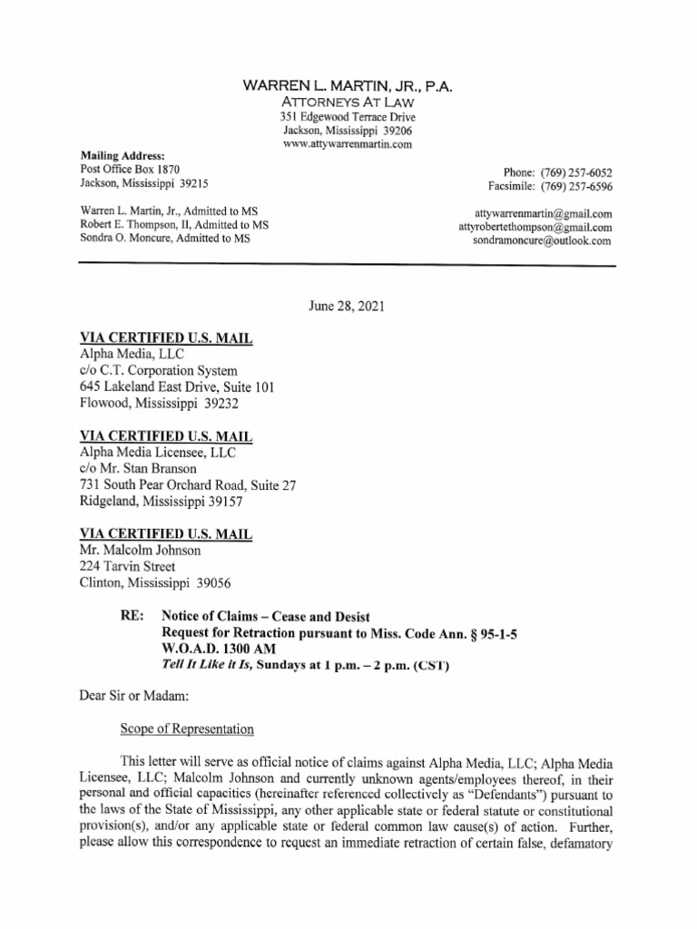 Legal Notice: Defamation Claim | PDF | Damages | Defamation