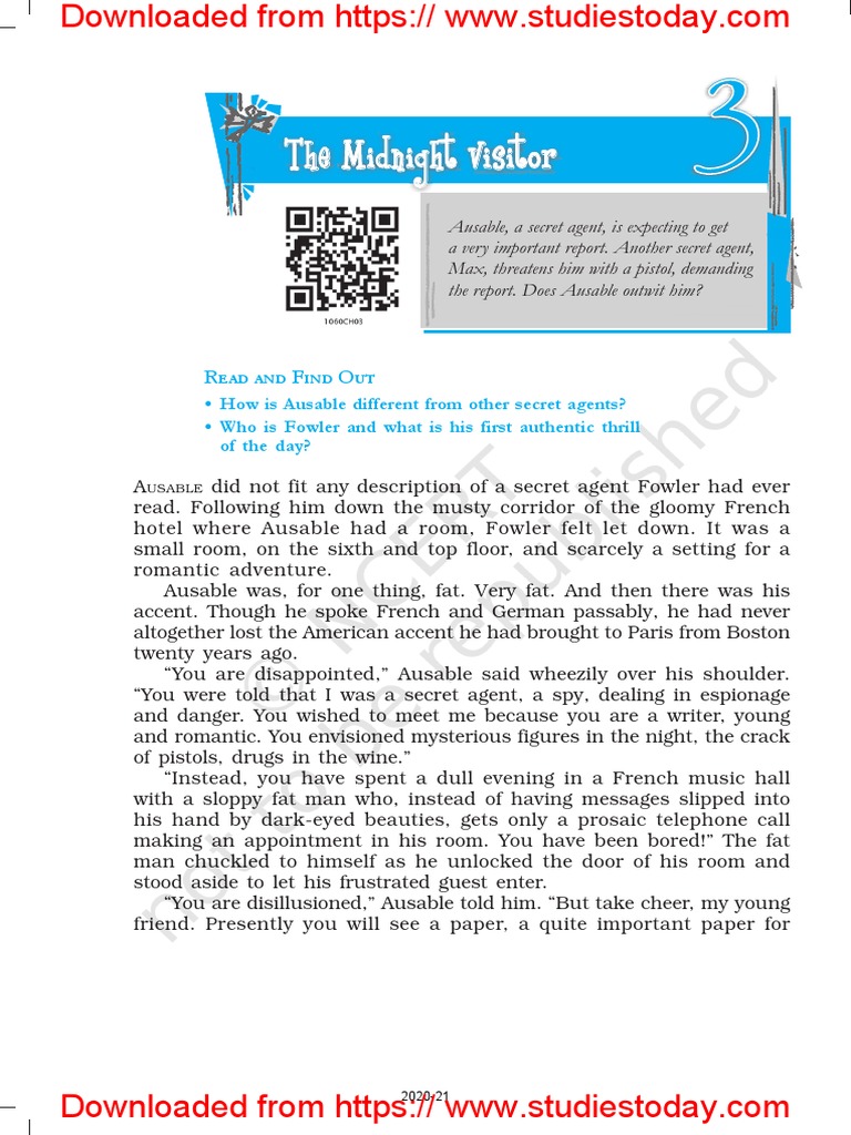NCERT Class 10 English The Midnight Visitor | PDF | Espionage