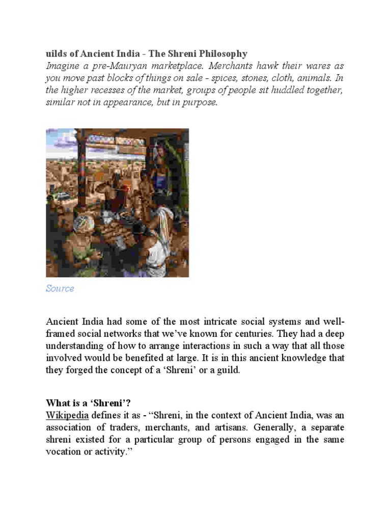 Shrenis Guilds of Ancient India | PDF | Guild | Community