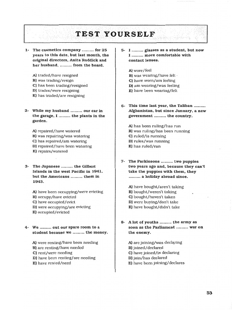 Els Tenses Test | PDF
