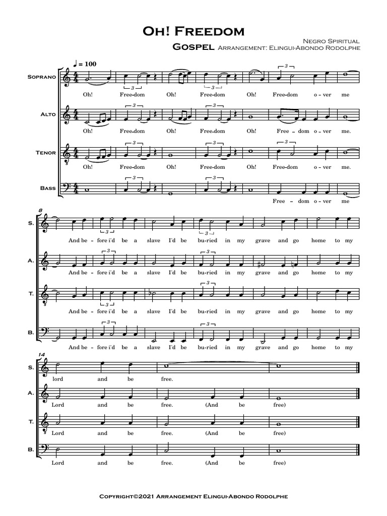 Oh! Freedom | PDF | Vocal Music | Choral Music