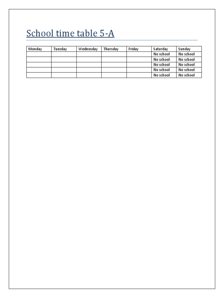 School Time Table 5 | PDF