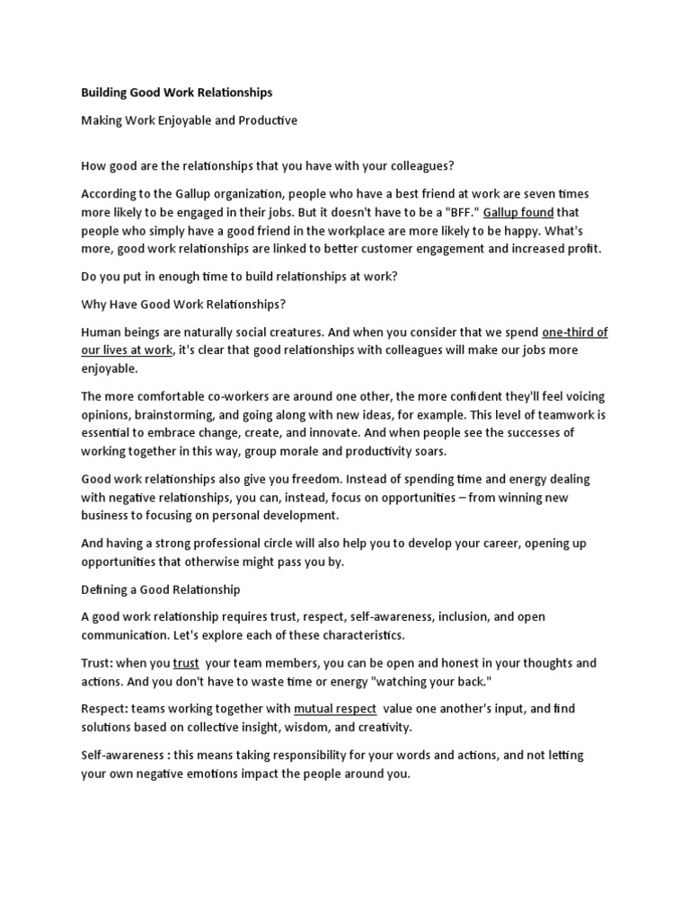 Building Good Work Relationships | PDF | Emotional Intelligence | Human Nature