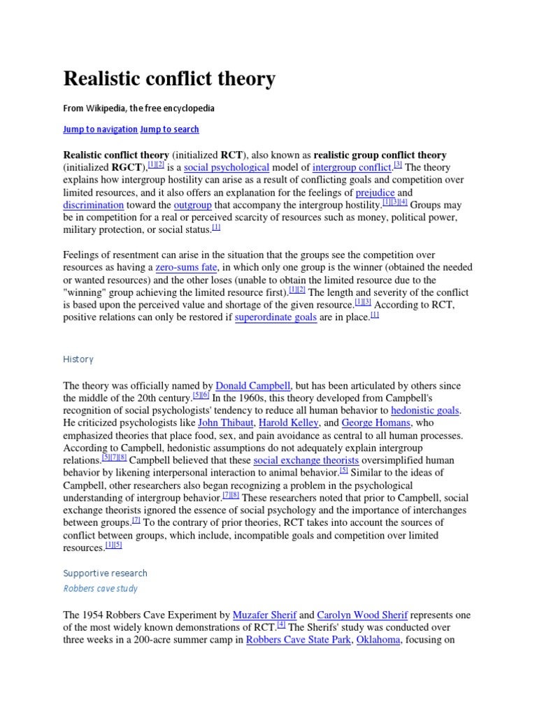 Realistic Conflict Theory | PDF | Social Psychology | Difference