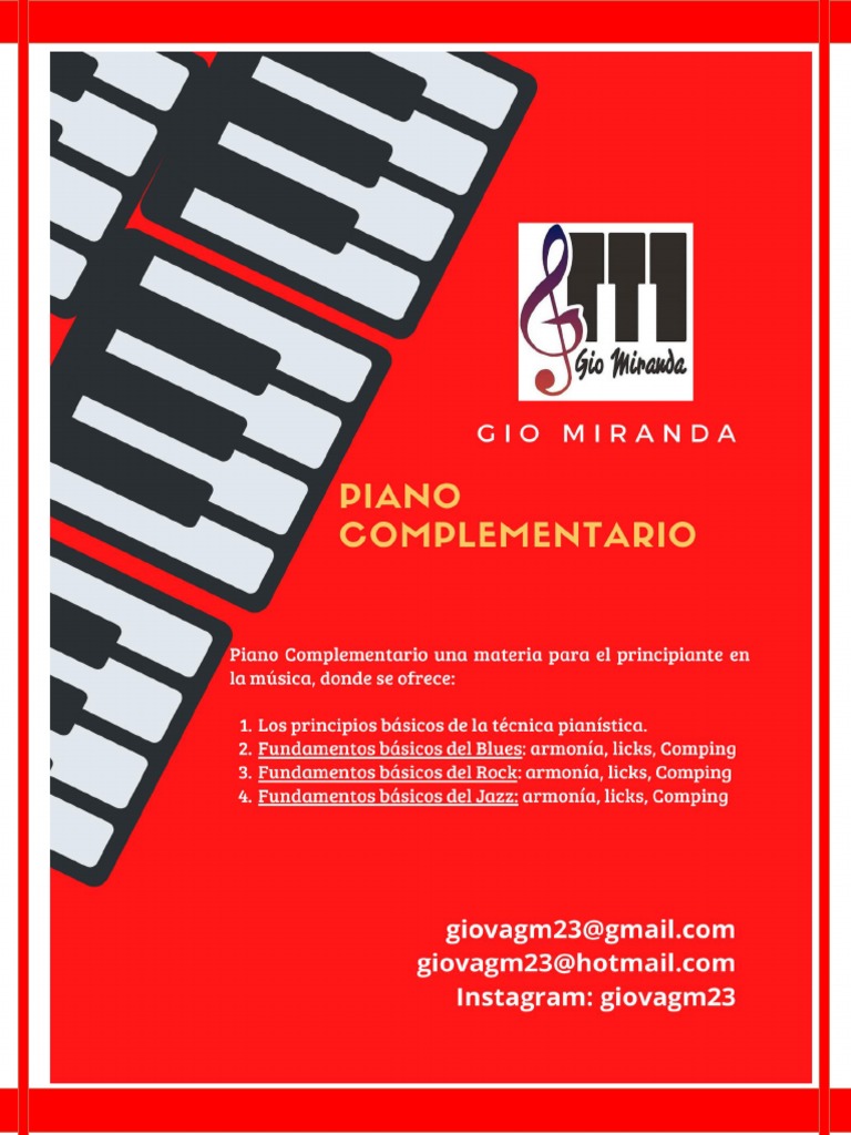 Piano Complementario - Gio Miranda Demo | PDF | Piano | Escala (música)