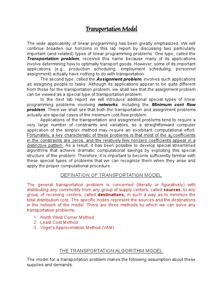 Transportation Model | PDF | Linear Programming | Numerical Analysis