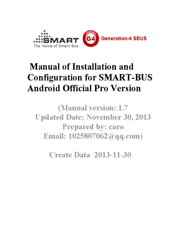 Manual of Installation and Configuration For SMART-BUS Android Official Pro Version (Manual ...