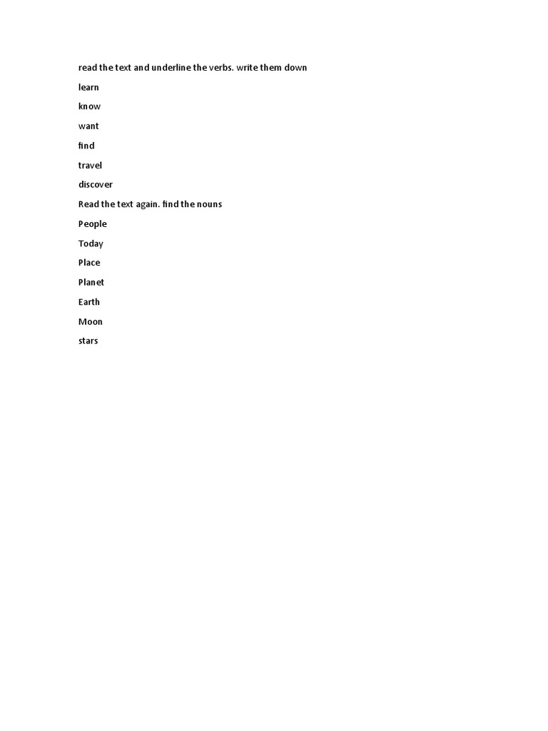 Read The Text and Underline The Verbs | PDF