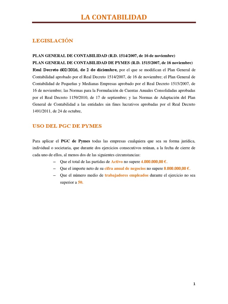 PGC (Plan General Contable) | PDF | Estado financiero | Contabilidad