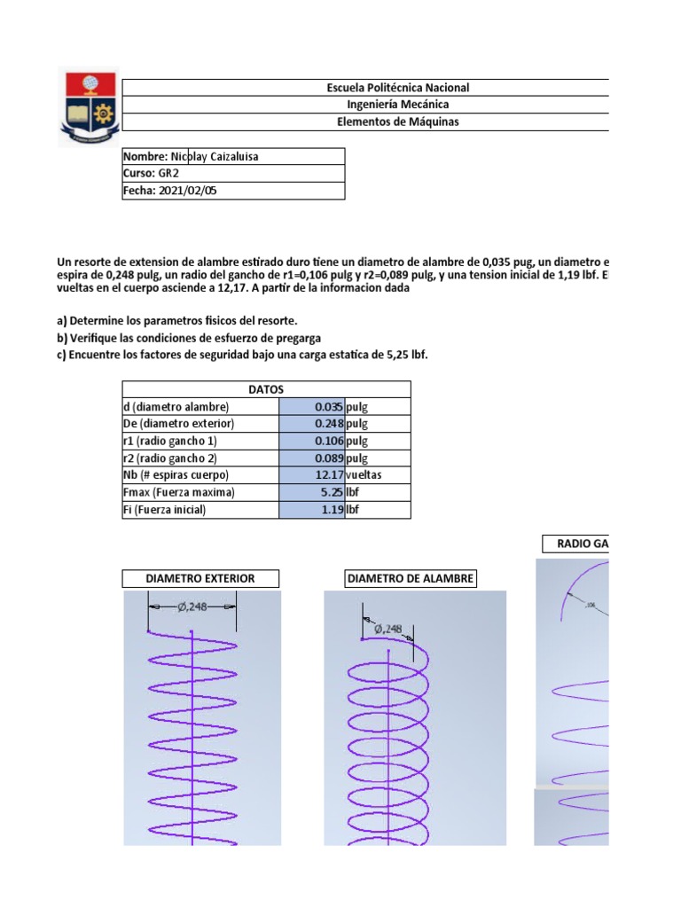 Caizaluisa Nicolay, Deber 2 (Ejer 10-6) | PDF | Ingeniería mecánica | Física