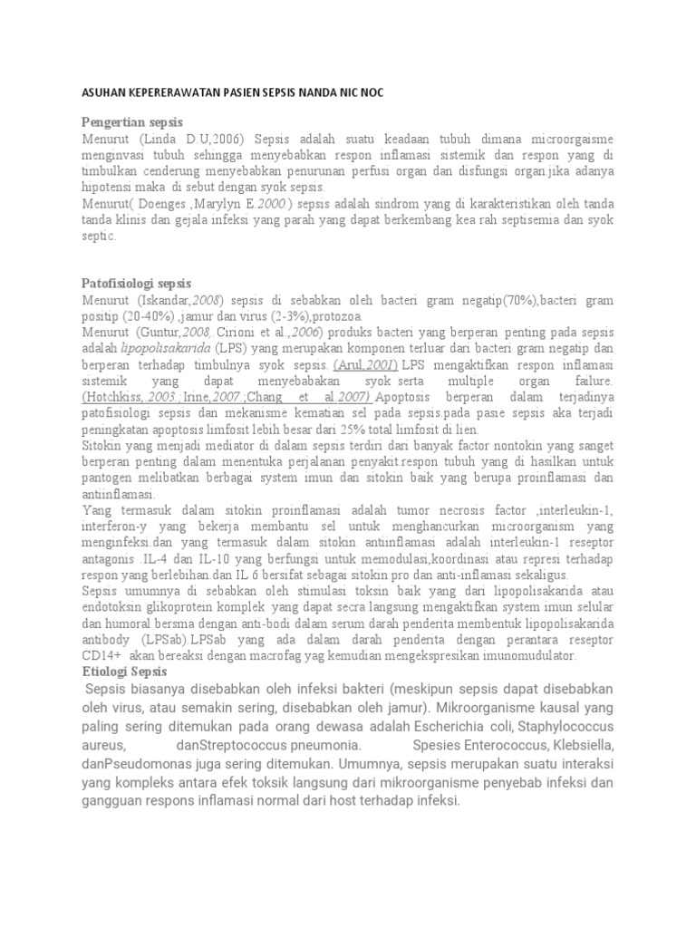Asuhan Kepererawatan Pasien Sepsis Nanda Nic Noc | PDF