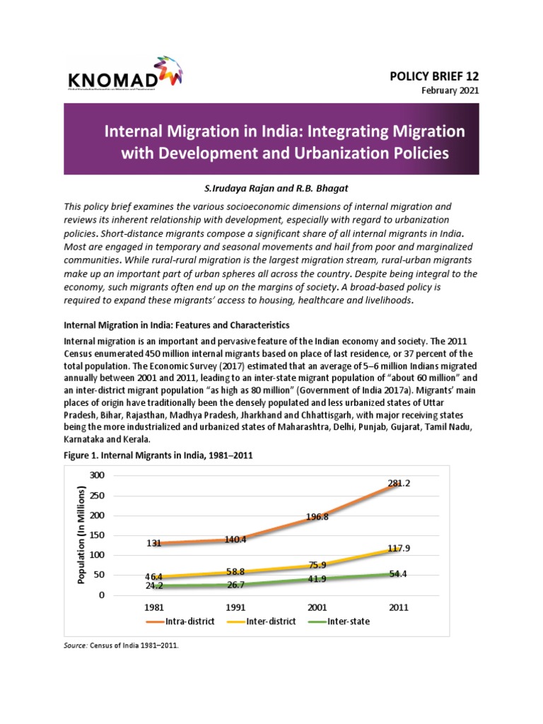 Internal Migration in India: Integrating Migration With Development and ...