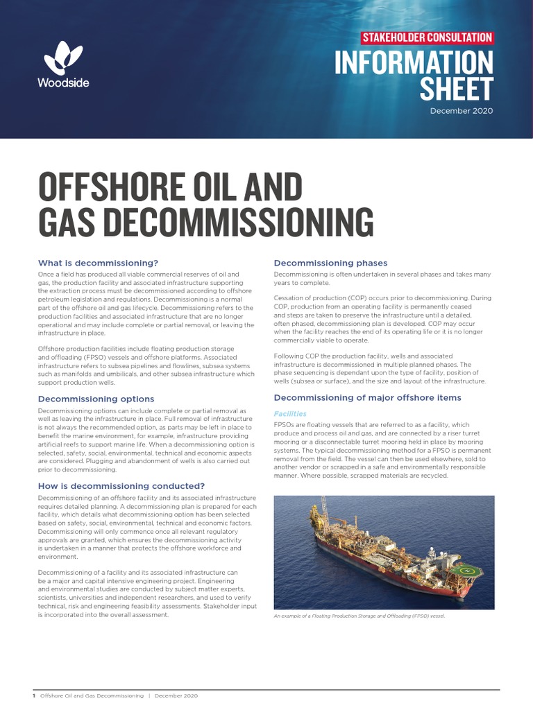 Offshore Oil and Gas Decommissioning: Information Sheet | PDF ...