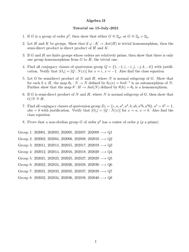 Algebra II Group Action and Sylow Theorems Questions | PDF