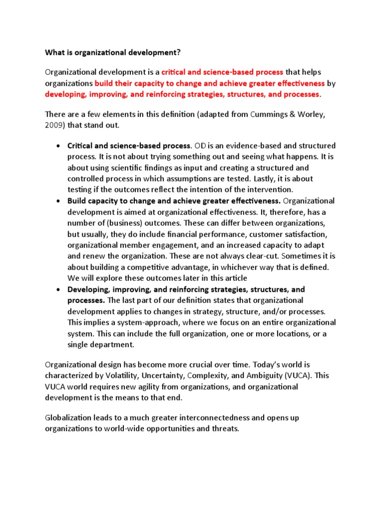 Organizational Development | PDF | Organization Development | Human ...