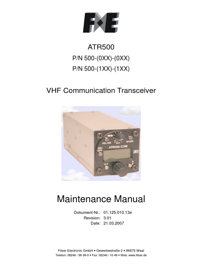 Maintenance Manual for the Filser ATR500 VHF Communication Transceiver ...