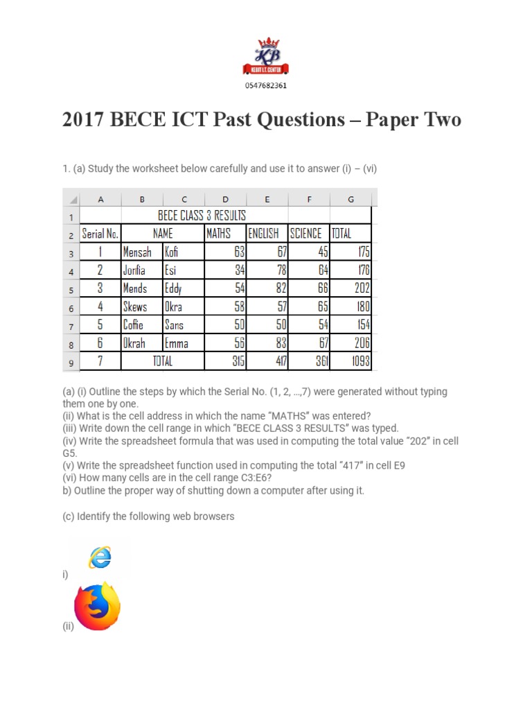 BECE ICT Exam Prep Guide | PDF | Computers