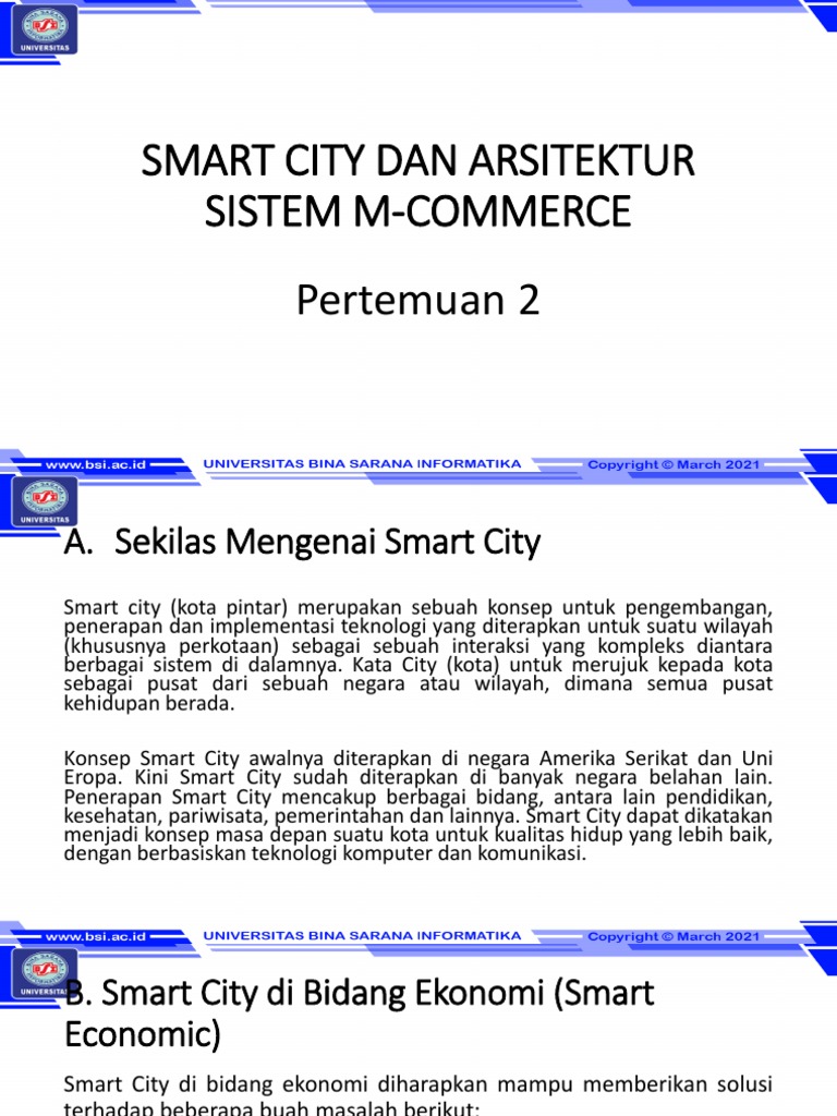 Smart City Dan Arsitektur Sistem M-Commerce Pertemuan 2 | PDF