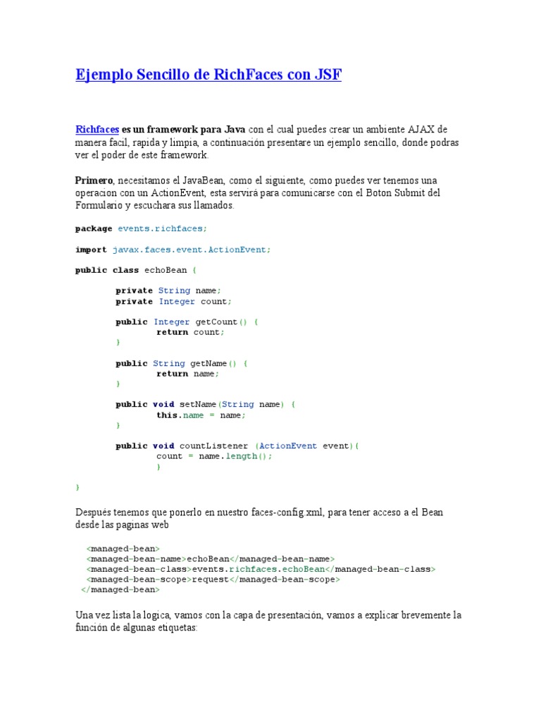 Ejemplo Sencillo de RichFaces Con JSF | PDF | Ajax (Programación) | Ingeniería de software