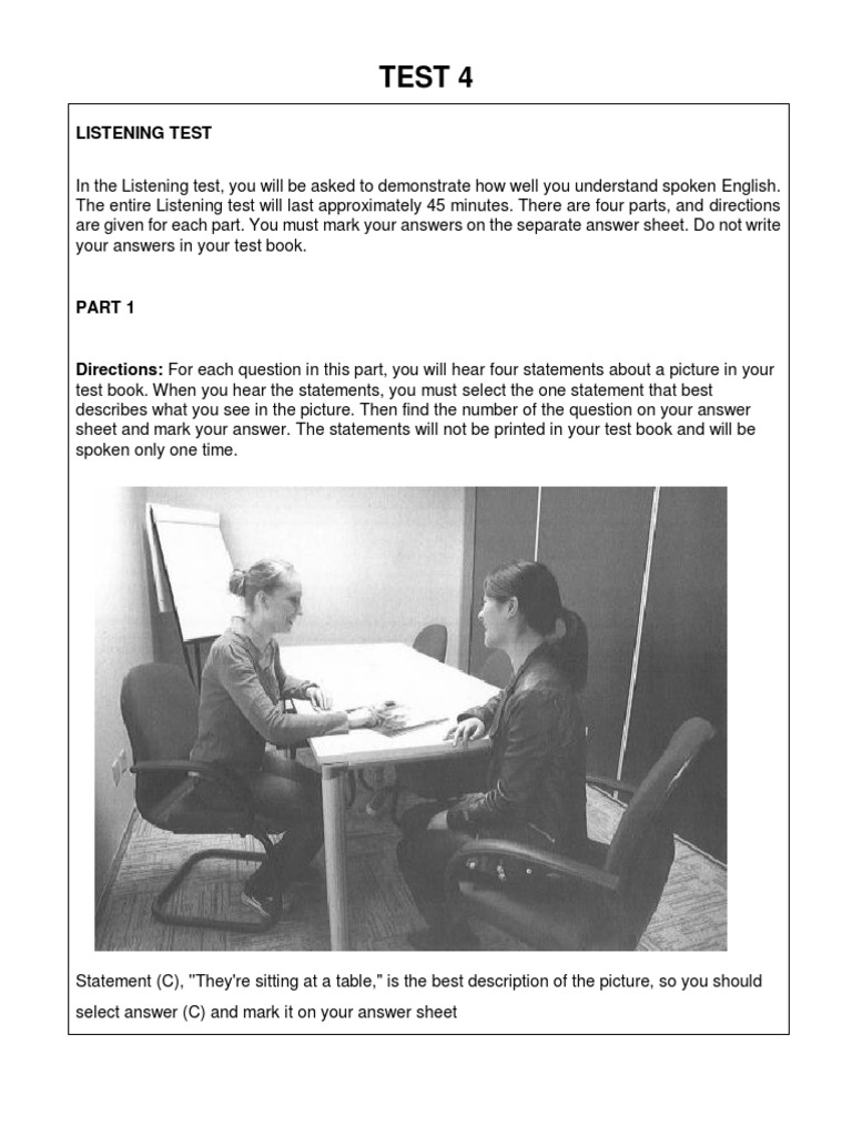 Listening Test | PDF | Books | Reading Comprehension