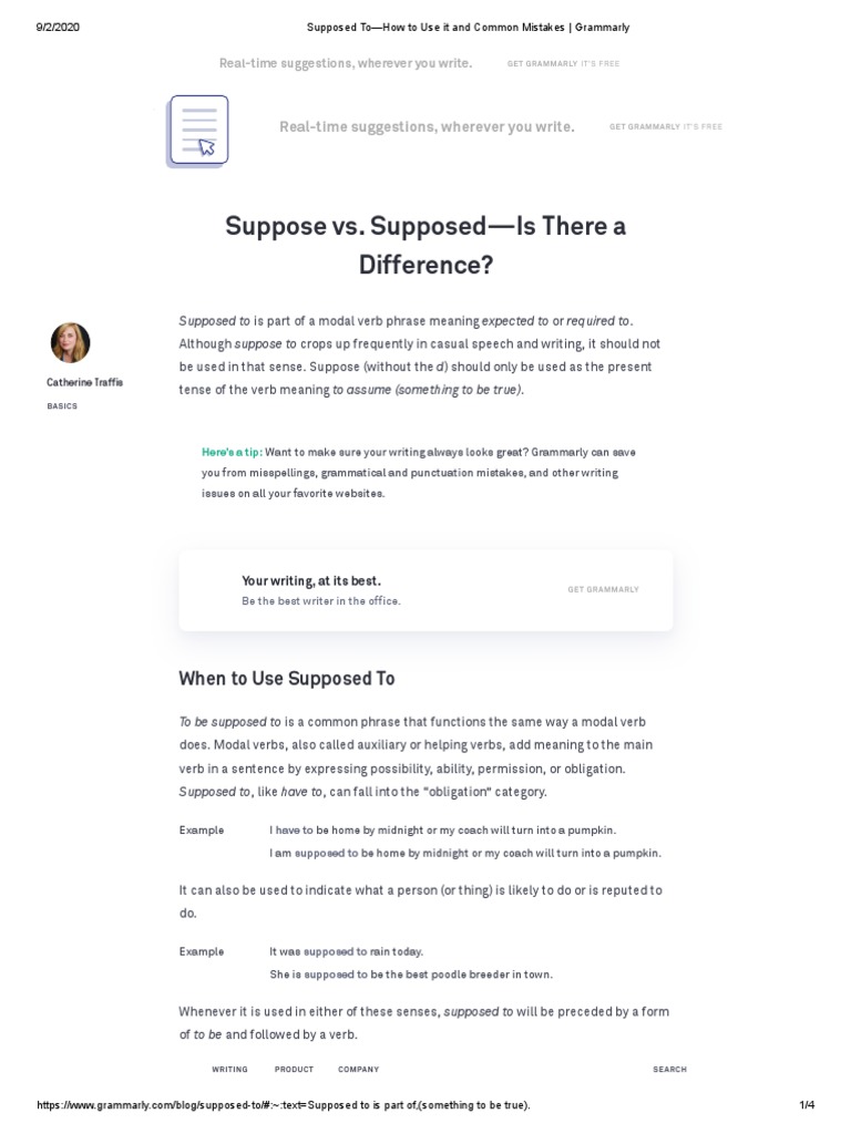 Supposed To-How To Use It and Common Mistakes - Grammarly | PDF | Verb ...