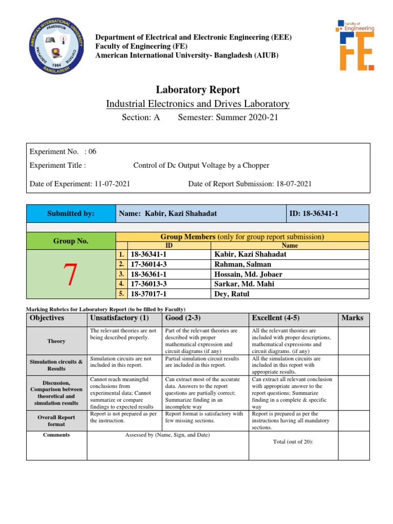 Exp 6 - IED - Lab Group 7 | PDF | Direct Current | Electrical Circuits