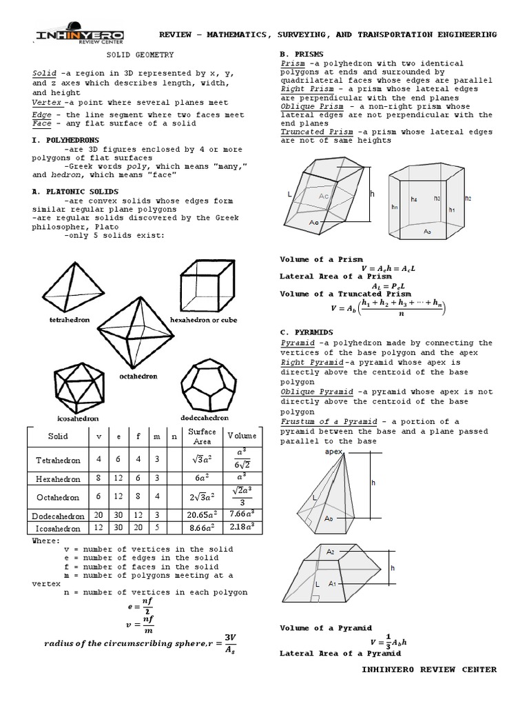 Review - Mathematics, Surveying, and Transportation Engineering | PDF ...