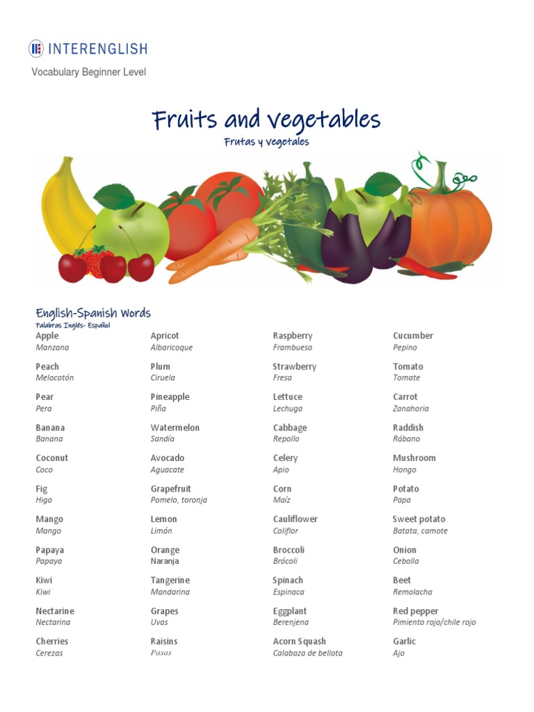 8 Frutas en Inglés y Español | PDF