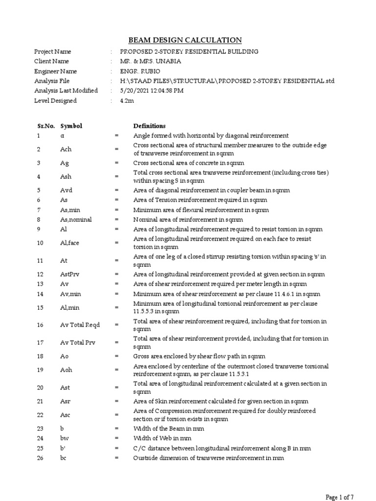 2nd Floor Beam Design Calculation | PDF | Beam (Structure) | Young's ...