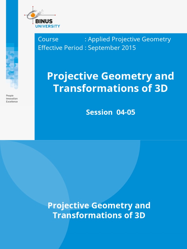 Projective Geometry Transformations 3D | PDF | Projective Geometry ...
