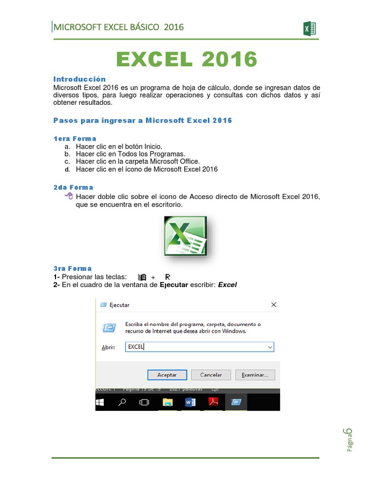 Manual de Excel Basico 2016 - Parte 1 | PDF | Hoja de cálculo | Microsoft Excel