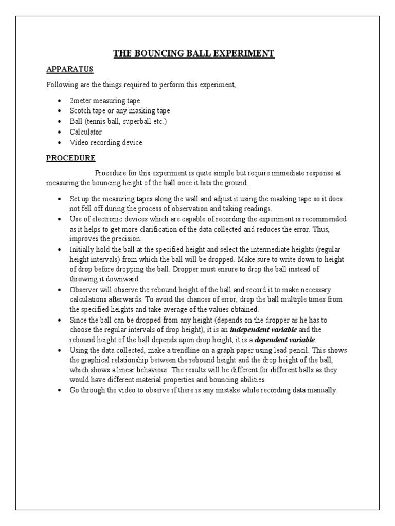 The Bouncing Ball Experiment | PDF | Experiment | Force