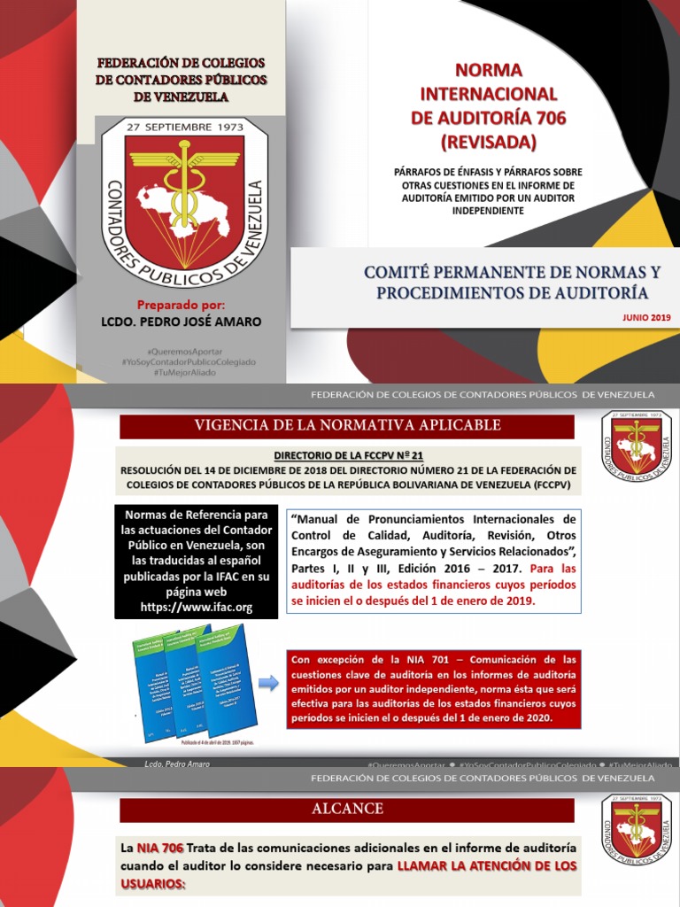 Nia 706 Revisada FCCPV 2019 | PDF | Auditoría | Contralor