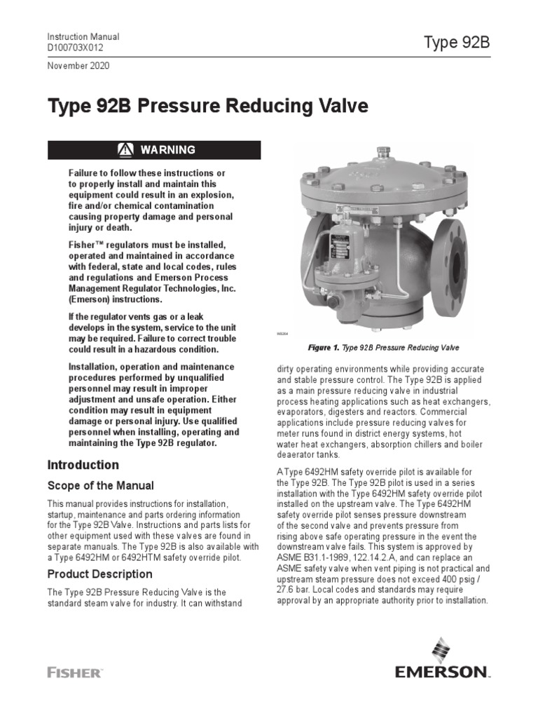 Type 92B Pressure Reducing Valve Type 92B Pressure Reducing Valve | PDF ...