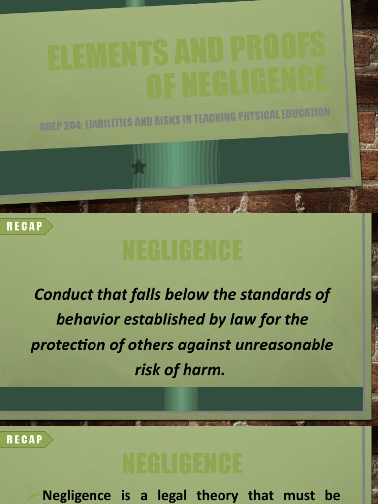 Elements and Proofs of Negligence | PDF | Negligence | Causation (Law)