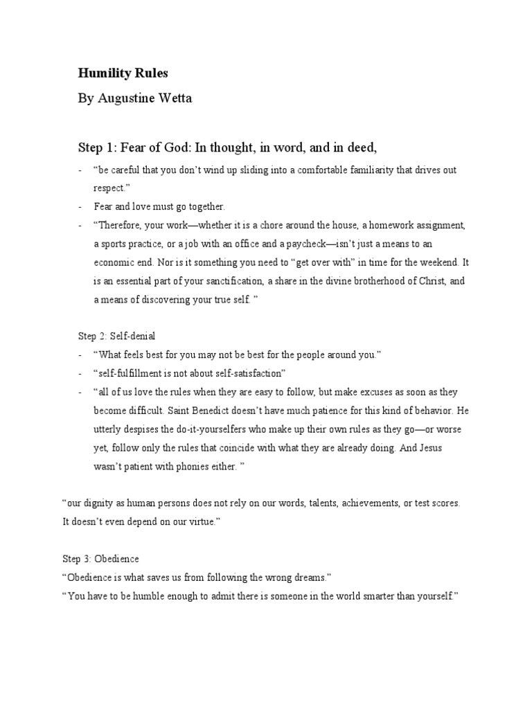 Humility Rules by Augustine Wetta | PDF | Monk | Humility