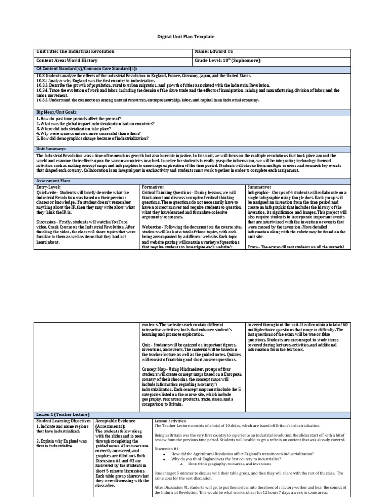Digital Unit Plan | PDF | Lecture | Test (Assessment)