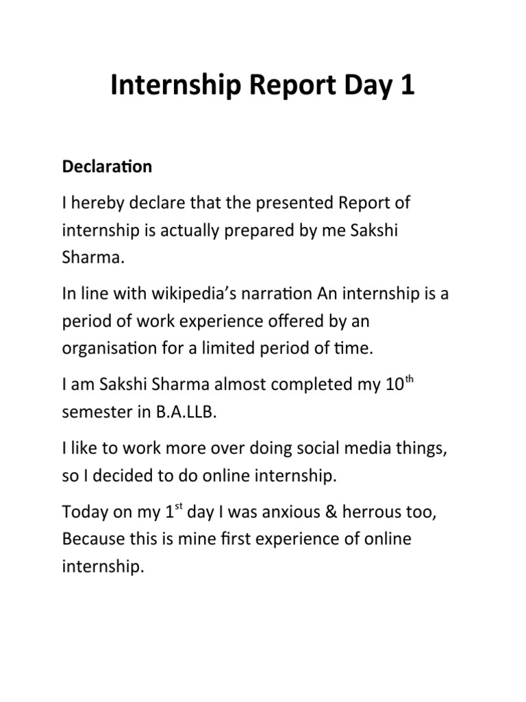 Internship Report Day 1: Declaration | PDF | Intellectual Property ...