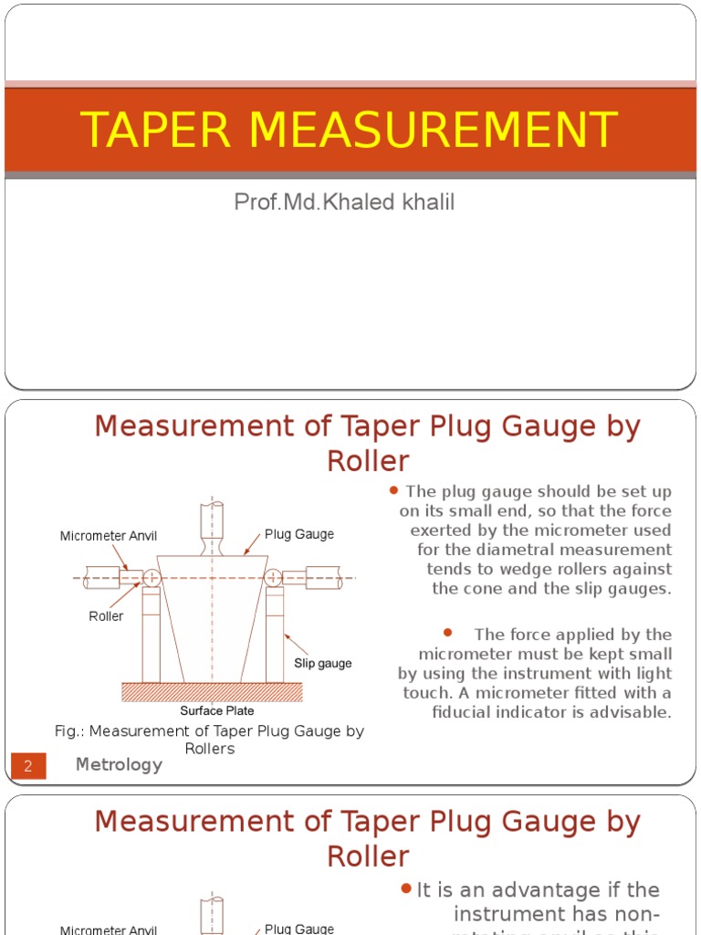 Taper Measurement: Prof - Md.Khaled Khalil | PDF | Sine | Geometry
